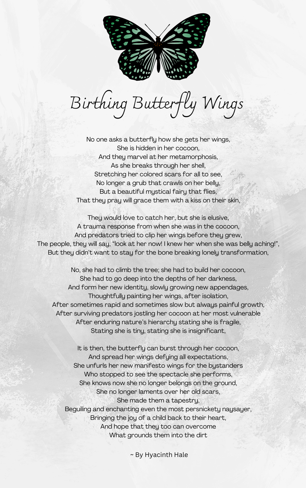 Birthing Butterfly Wings (New Graphic Art Version) | Hyacinth Hale Poetry